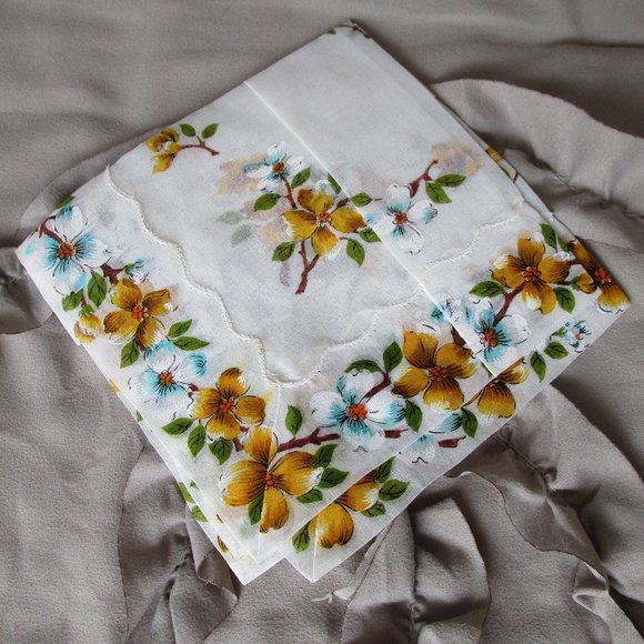 Accessories | Vintage New Printed Linen Handkerchief | Poshmark